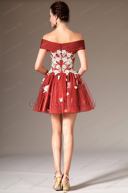 Off-Shoulder Mini-Skirt Cocktail/Party Dress (04140410) - eDressit