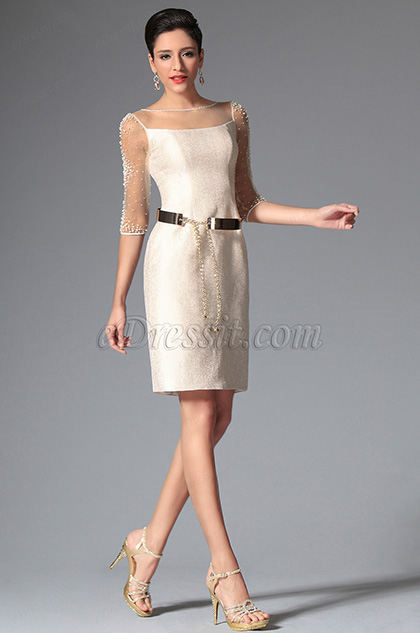 Simple Sleeves Cocktail Dress Day Dress (03143713) - eDressit