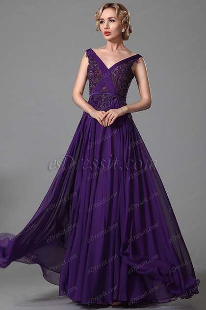 Stunning Sleeveless Purple Evening Dress Prom Gown (02152606) - eDressit