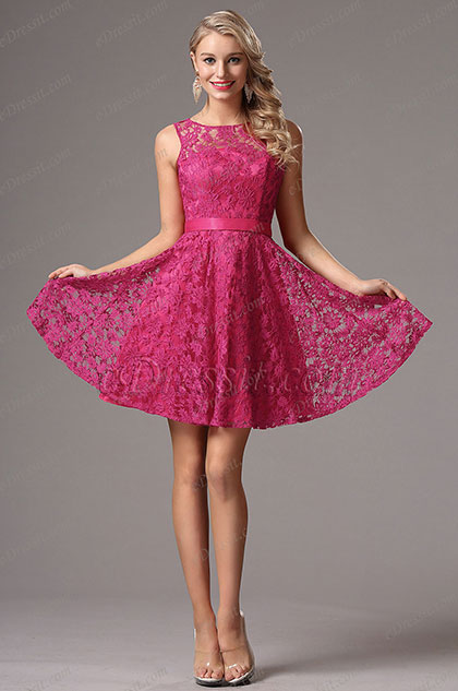 Sleeveless Hot Pink Party Dress Bridesmaid Dress X07152612 Edressit