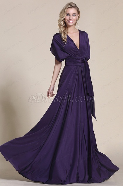 Robe de soirée longue violette pour mariage transformable (07154706 ...