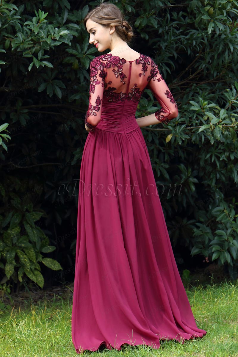 Fuchsia Floral Mother of the Bride Occasion Dress (26170317) - eDressit