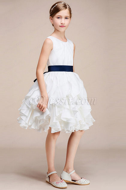 White Multilayer Short Flower Girl Wedding Party Dress (28193507 ...